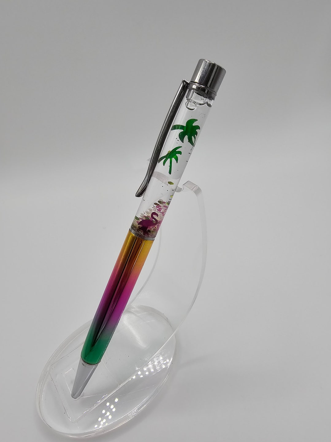 Flamingo Sensory Fidget Pen, Palm Tree Pen, Puzzle Pen, Liquid Floating ...