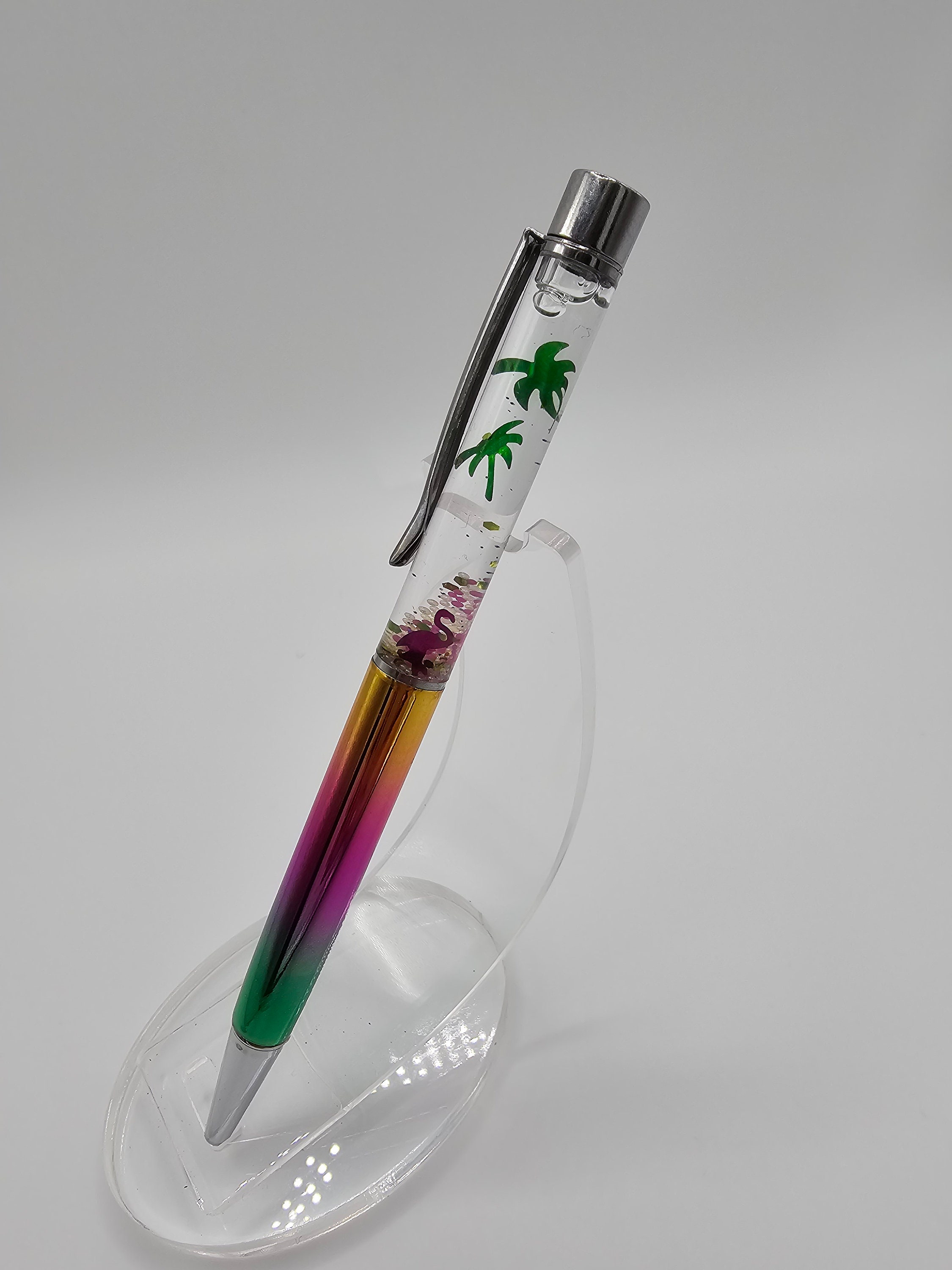 Flamingo Sensory Fidget Pen, Palm Tree Pen, Puzzle Pen, Liquid Floating ...