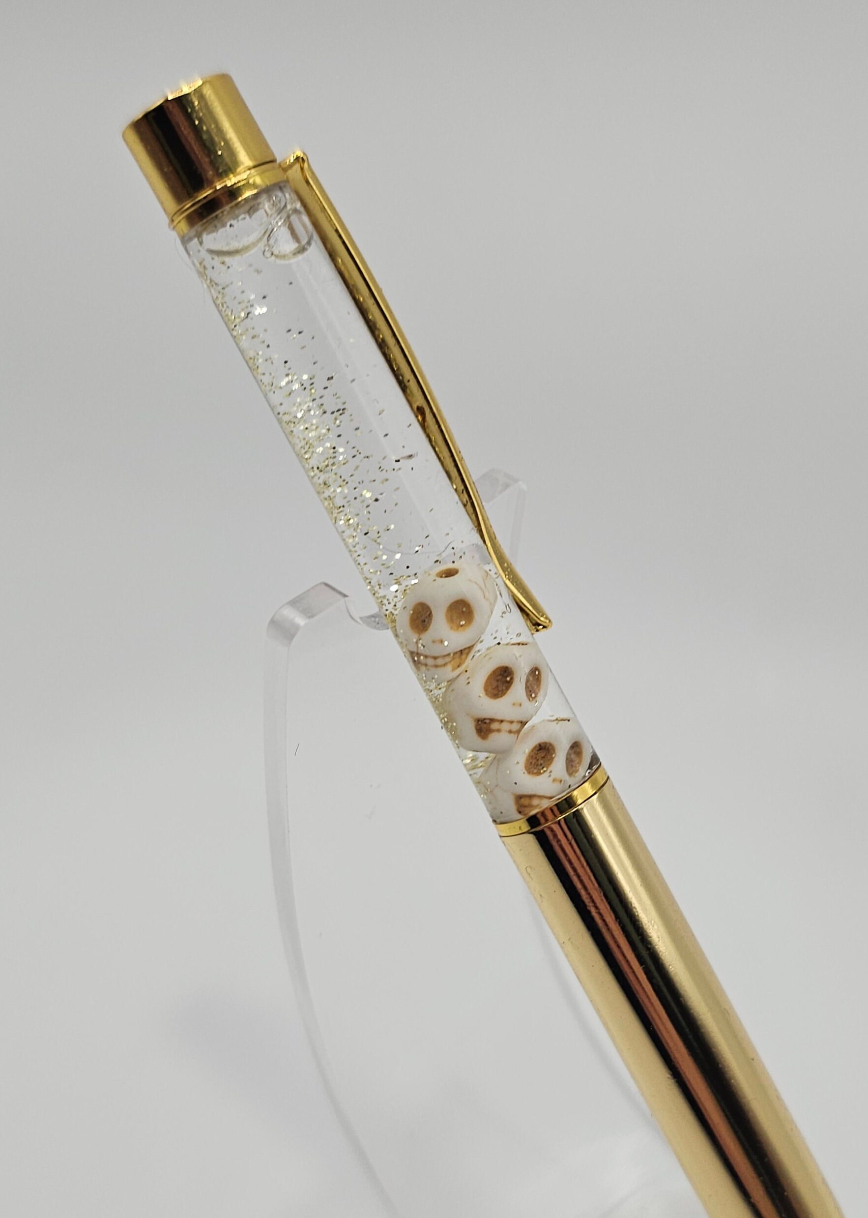 Skull Sensory Fidget Pen, Ballpoint Pen, Puzzle Pen, Liquid Floating ...