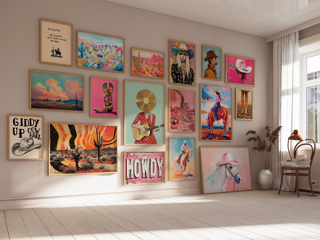 Set of 200 Western Wall Art Prints Cowgirl Poster Print Girly Posters ...