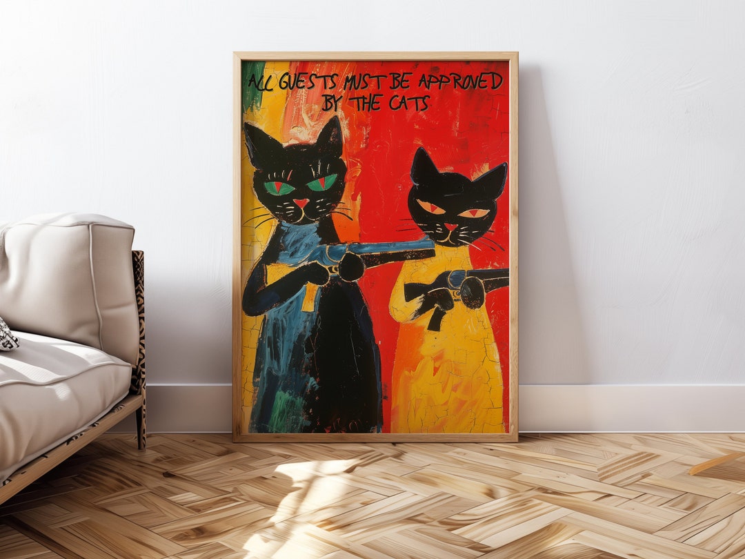 Funny Cat Print Wall Art Cat Owner Gift for Cat Lovers Welcome Poster ...