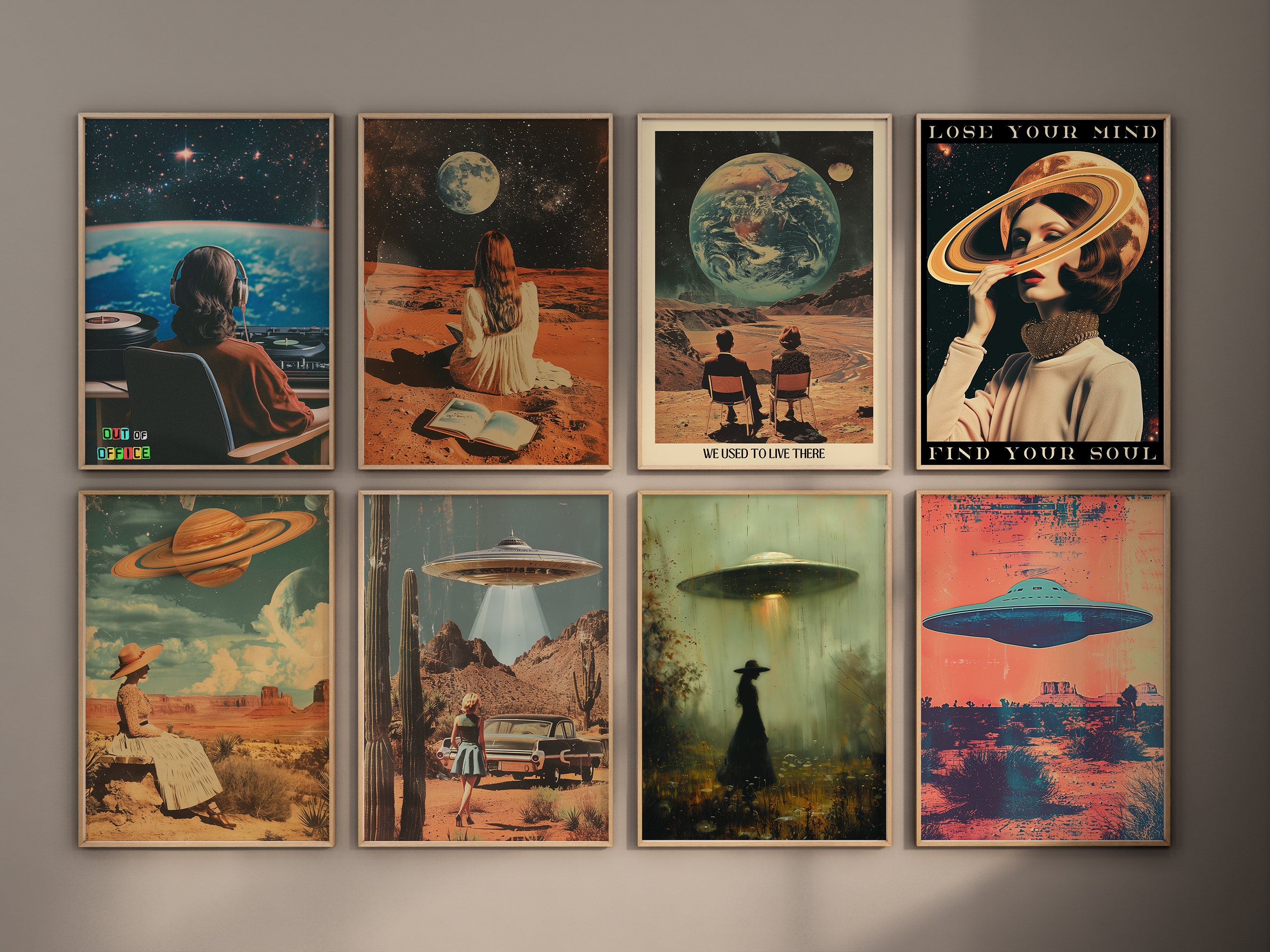 Set of 100 UFO Wall Art UFO Poster Print Alien Wall Art Sci Fi Poster ...
