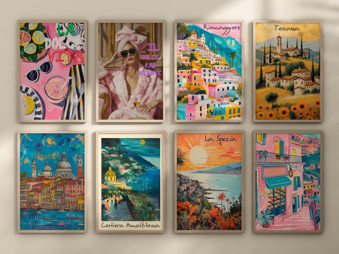 Italian Posters Set of 50 Travel Wall Art La Dolce Vita Print Italy ...