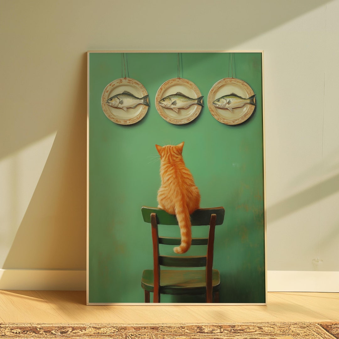 Cat Kitchen Art Printable Poster for Kitchen Ginger Cat Poster Dining ...