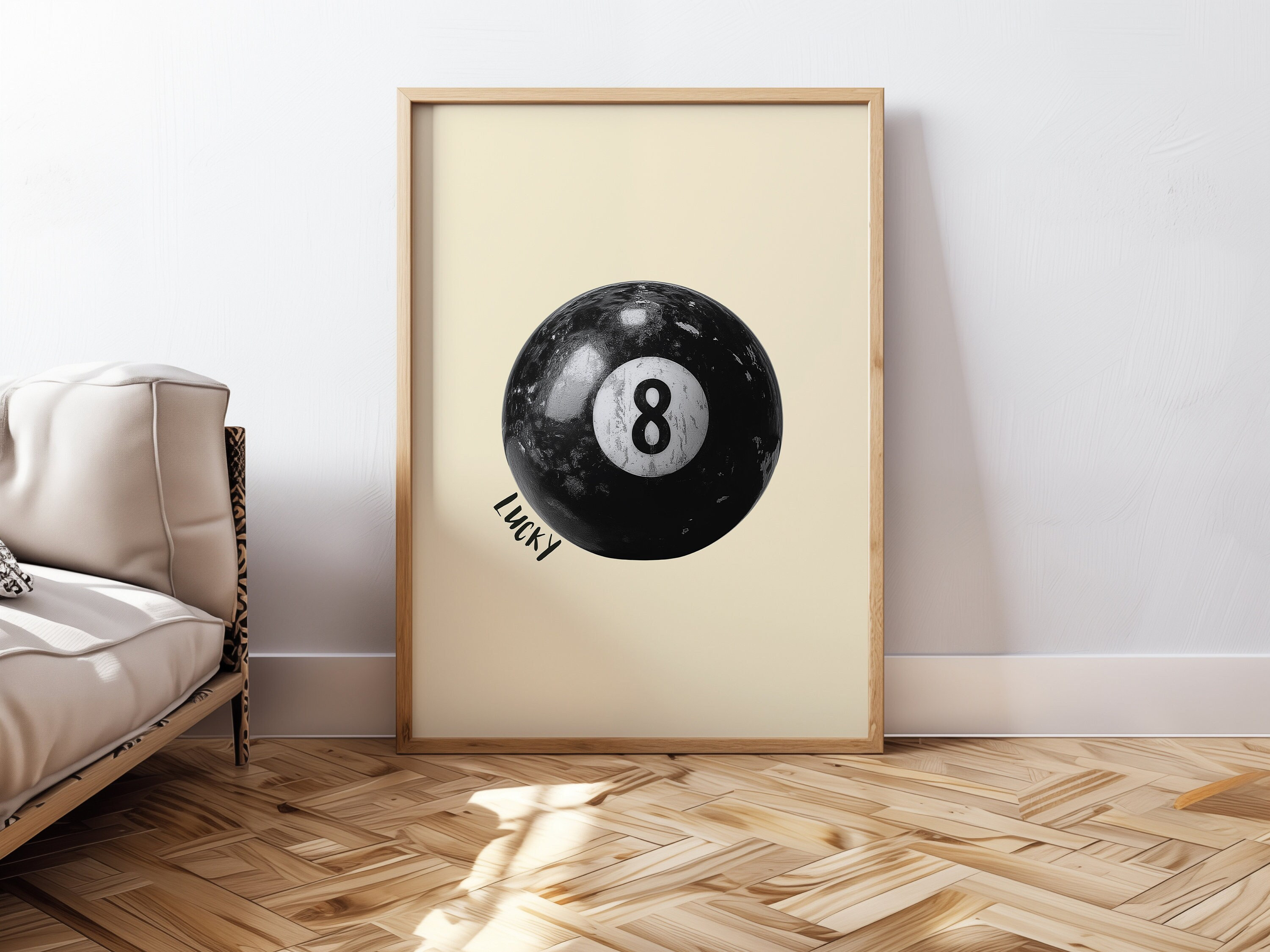 Pool Ball Poster Lucky Wall Art Retro 8 Ball Print Lucky You Poster ...