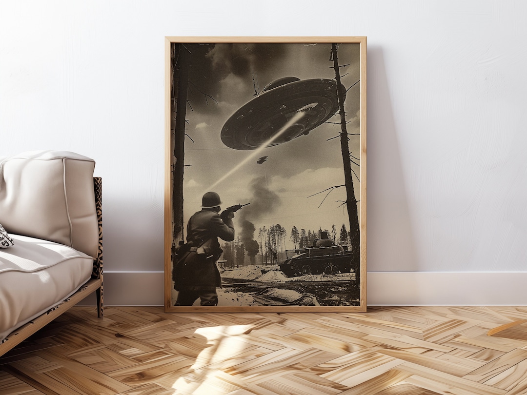 WW2 Poster UFO Wall Art Vintage Photography Printable UFO Poster ...