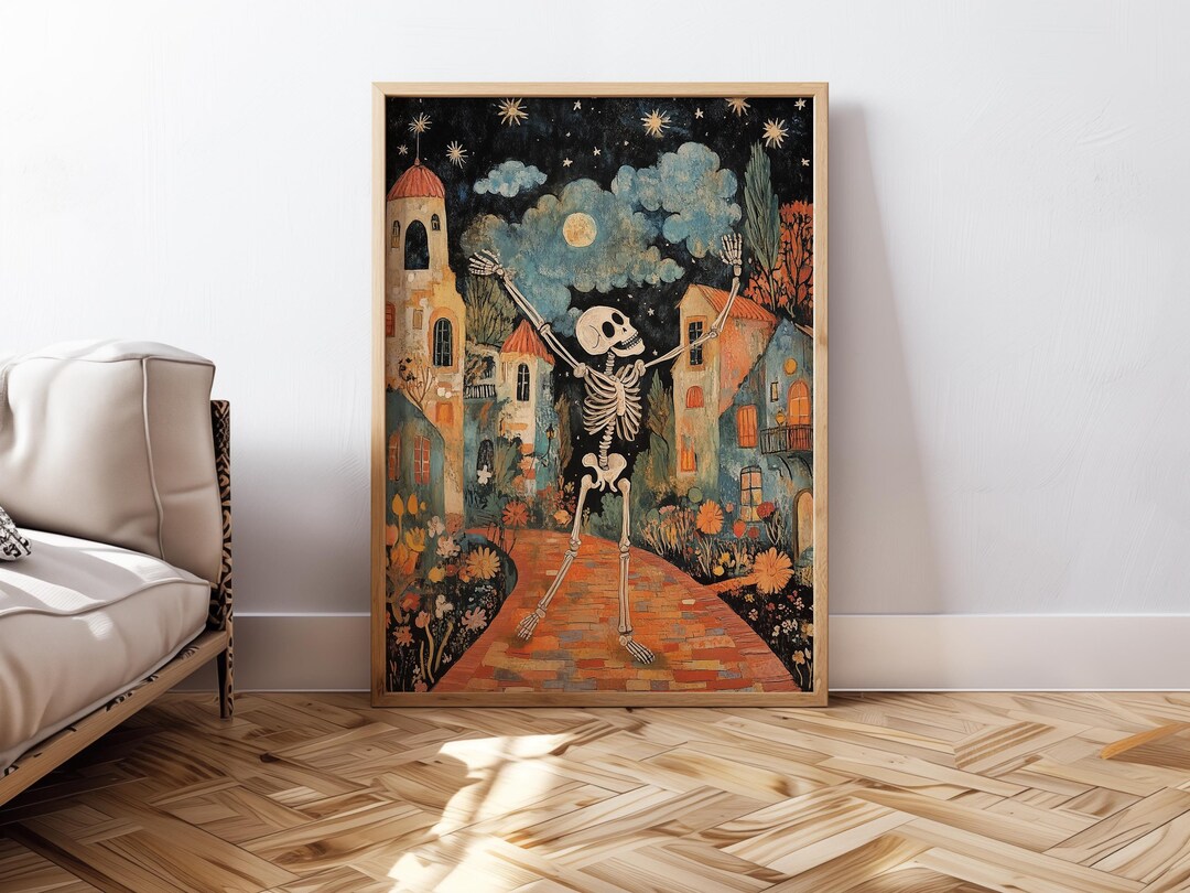 Halloween Skeleton Print Halloween Poster Vintage Skeleton Poster ...