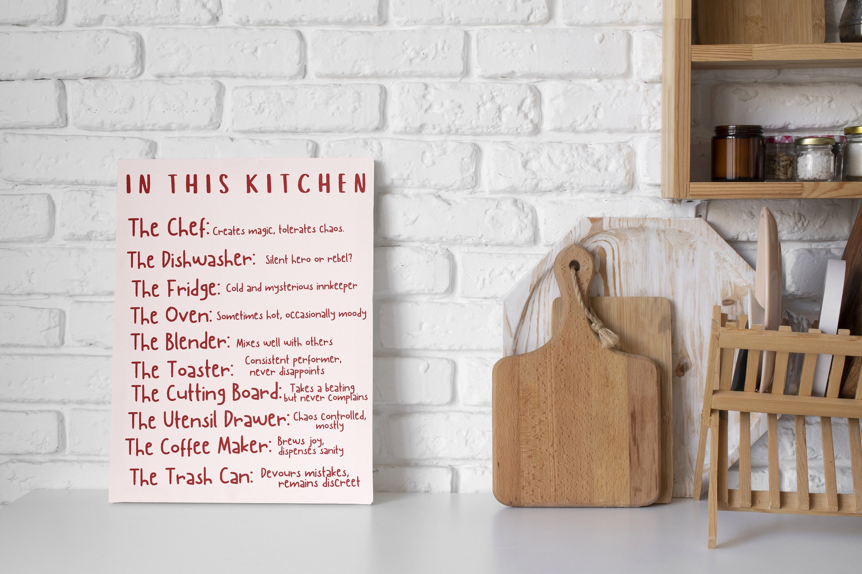 Funny Kitchen List Wall Decor, Aesthetic Kitchen Art, Trendy Kitchen ...