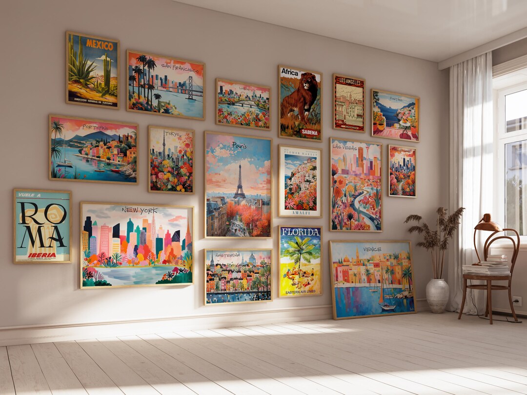 Set of 1000 Travel Posters City Wall Art Cityscape Painting Travel ...