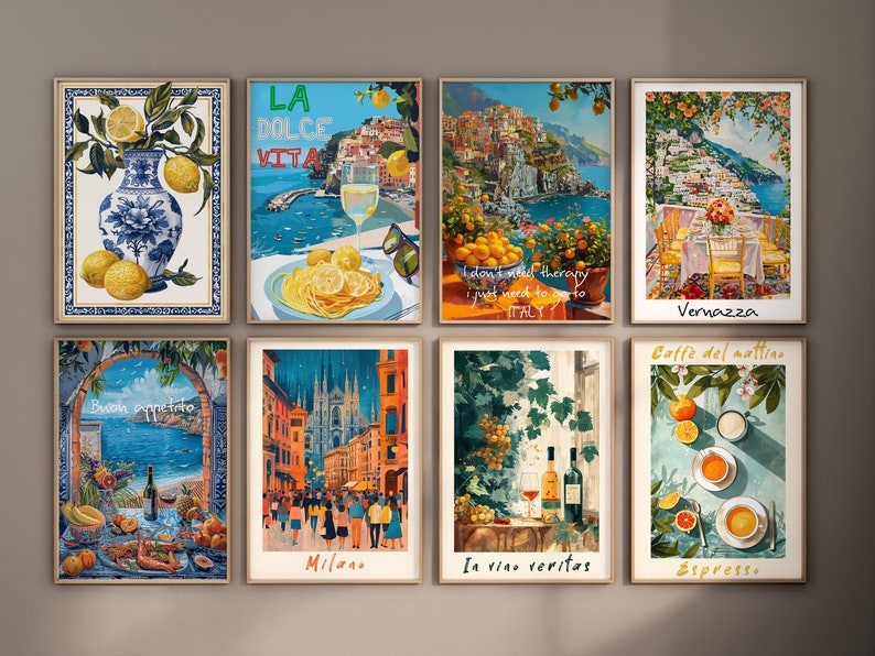 Italian Wall Art Set of 40 Italy Posters La Dolce Vita Print Art Travel ...