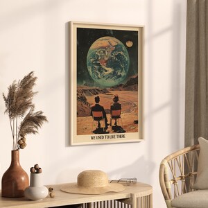 Retro Wall Art Aesthetic Space Poster Print Retro Decor 70's Surreal ...