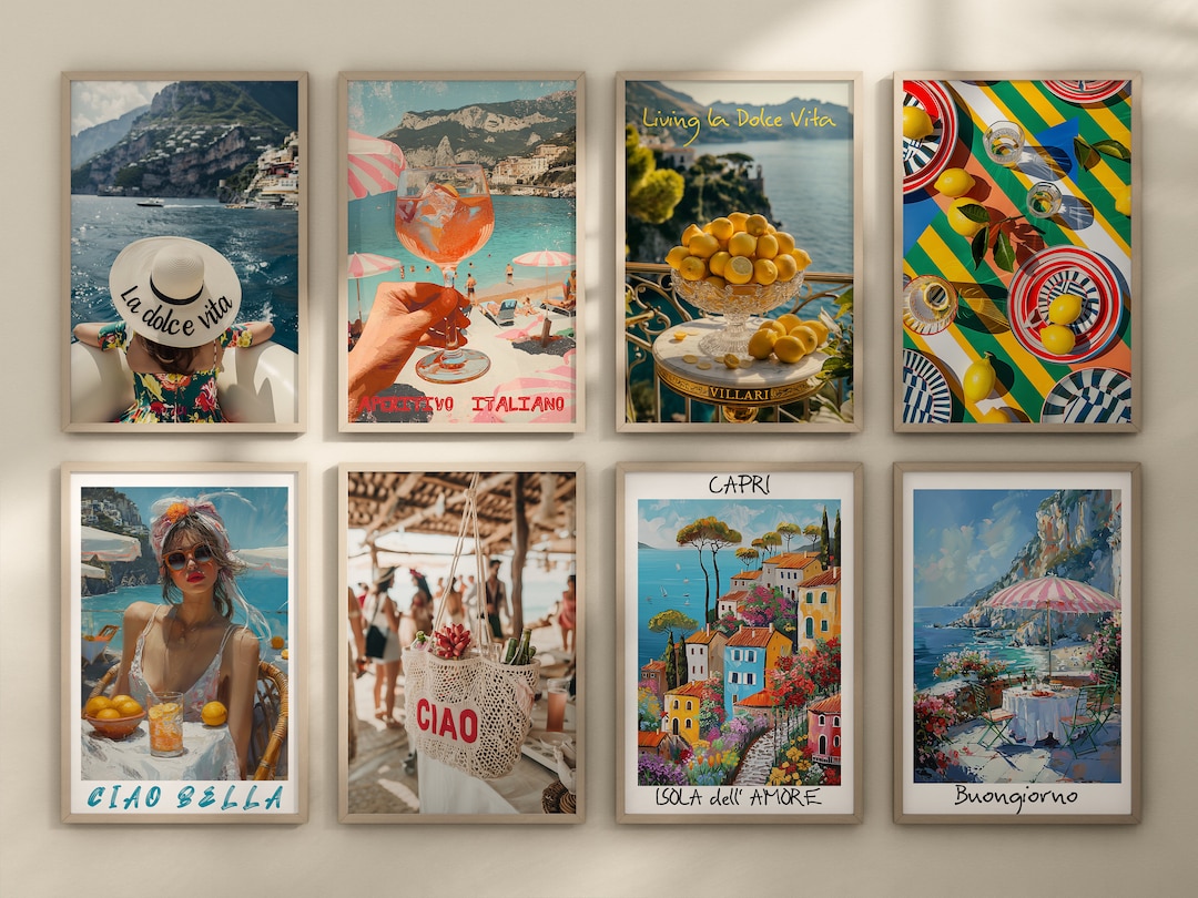 Italian Wall Art Set of 40 Italy Posters La Dolce Vita Print Art Travel ...