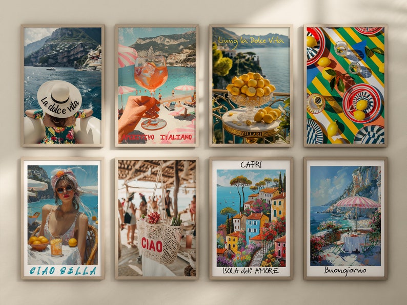 Italian Wall Art Set of 40 Italy Posters La Dolce Vita Print Art Travel ...