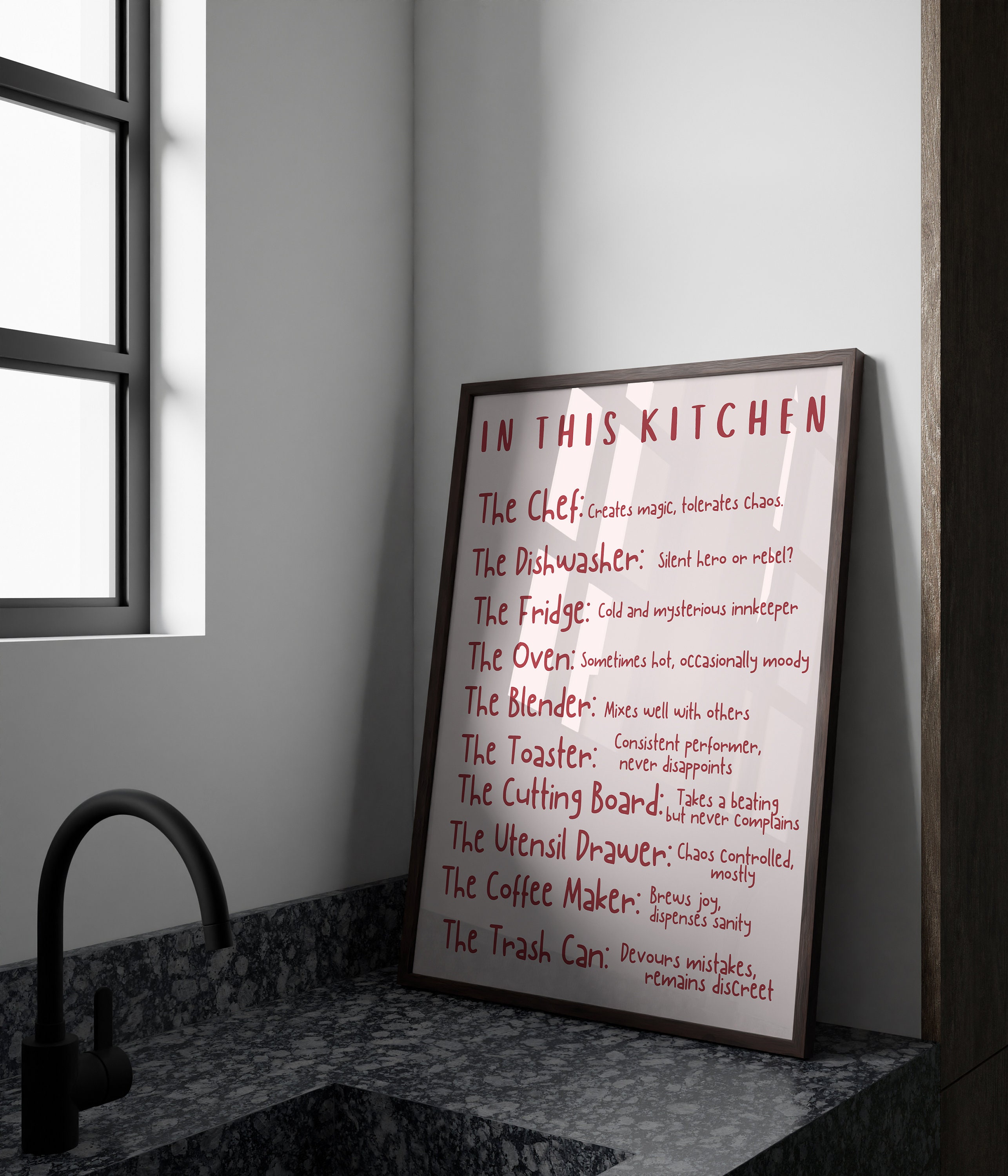 Funny Kitchen List Wall Decor, Aesthetic Kitchen Art, Trendy Kitchen ...
