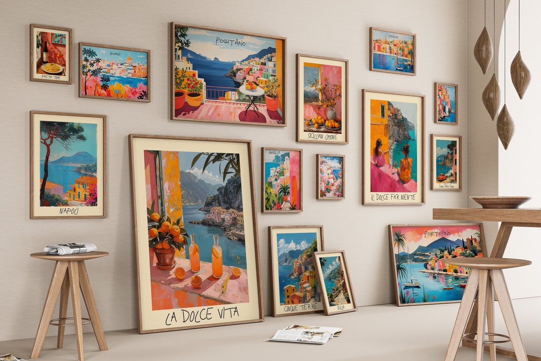 Set of 40 Italian Travel Posters Wall Art Italy Paintings Original ...