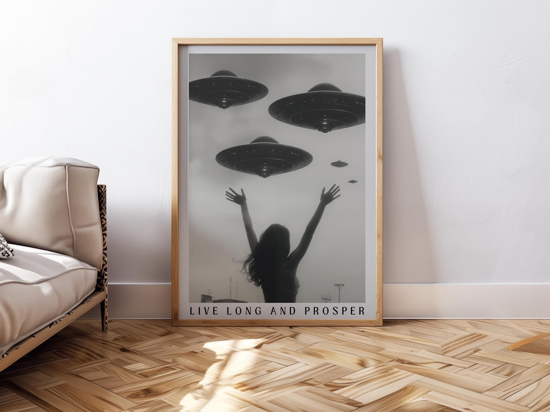 UFO Poster Printable Wall Art Trendy Wall Decor Retro Print Sci Fi ...