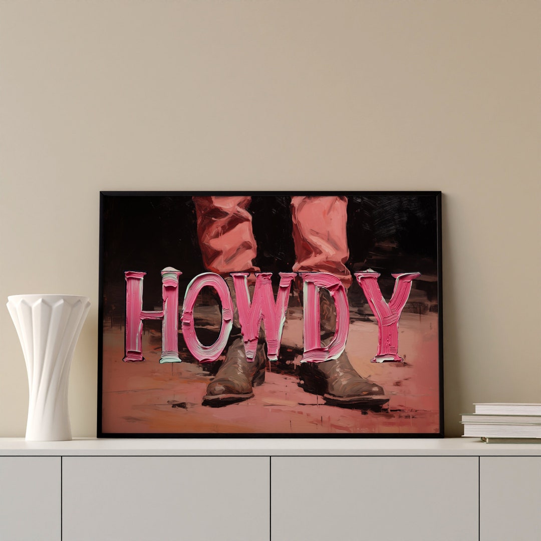 Howdy Typographic Poster, Western Wall Decor, Vintage Western Painting ...