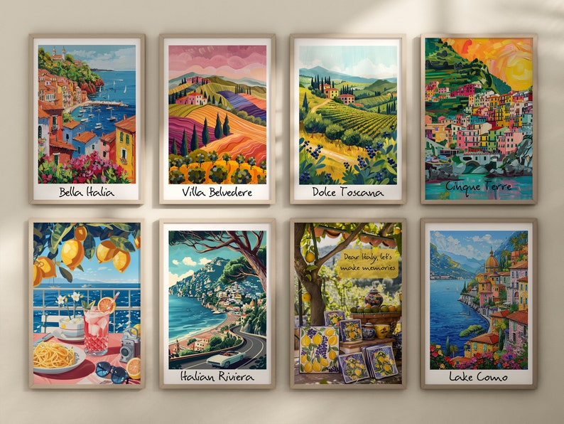 Italian Wall Art Set of 40 Italy Posters La Dolce Vita Print Art Travel ...