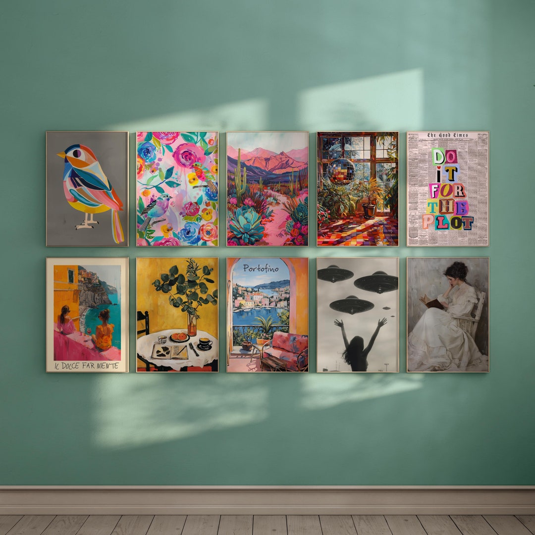 Set of 10 Maximalist Posters Trendy Prints Aesthetic Wall Art Gallery ...