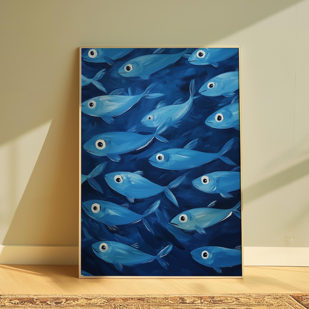 Blue Fish Art Print Ocean Wall Art Coastal Painting Marine Life ...
