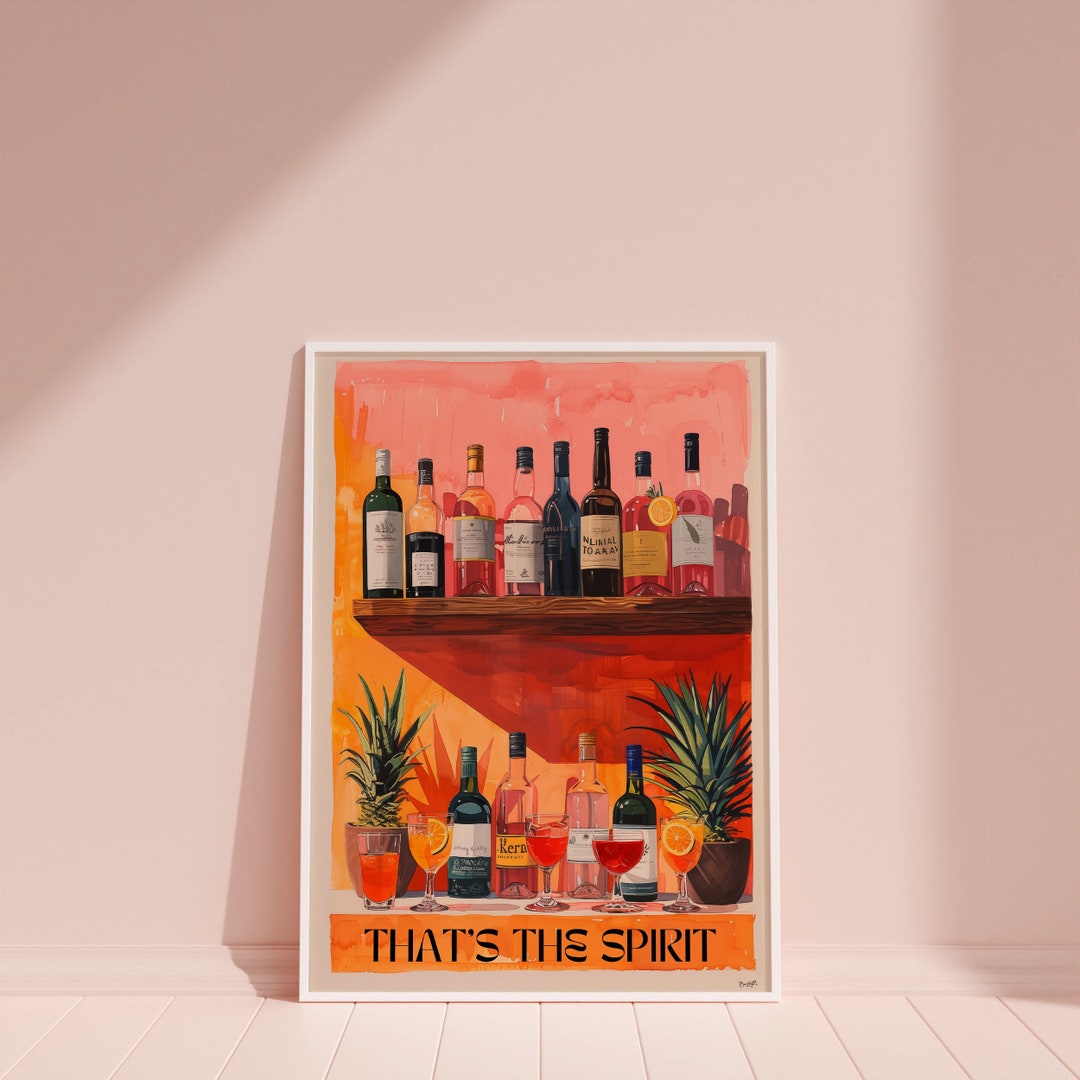 Bar Art Print Vintage Liquor Poster Bar Cart Wall Art Bar Printable Art ...