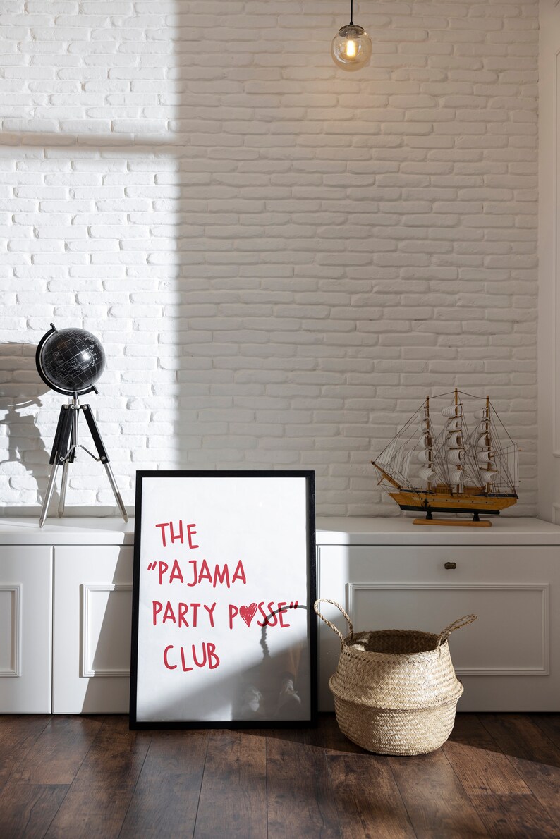 Aesthetic Trendy Print, Cute Typography Poster, Pajama Party Posse ...