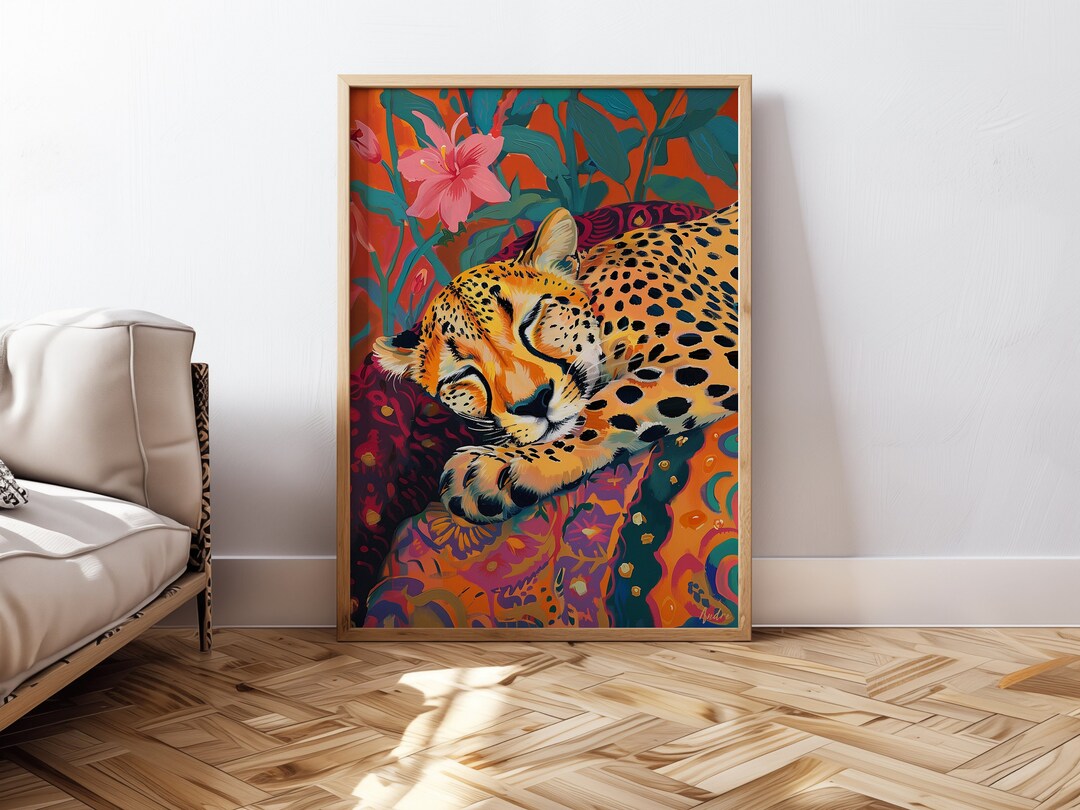 Cheetah Print Wall Art Maximalist Painting Original Animal Art ...