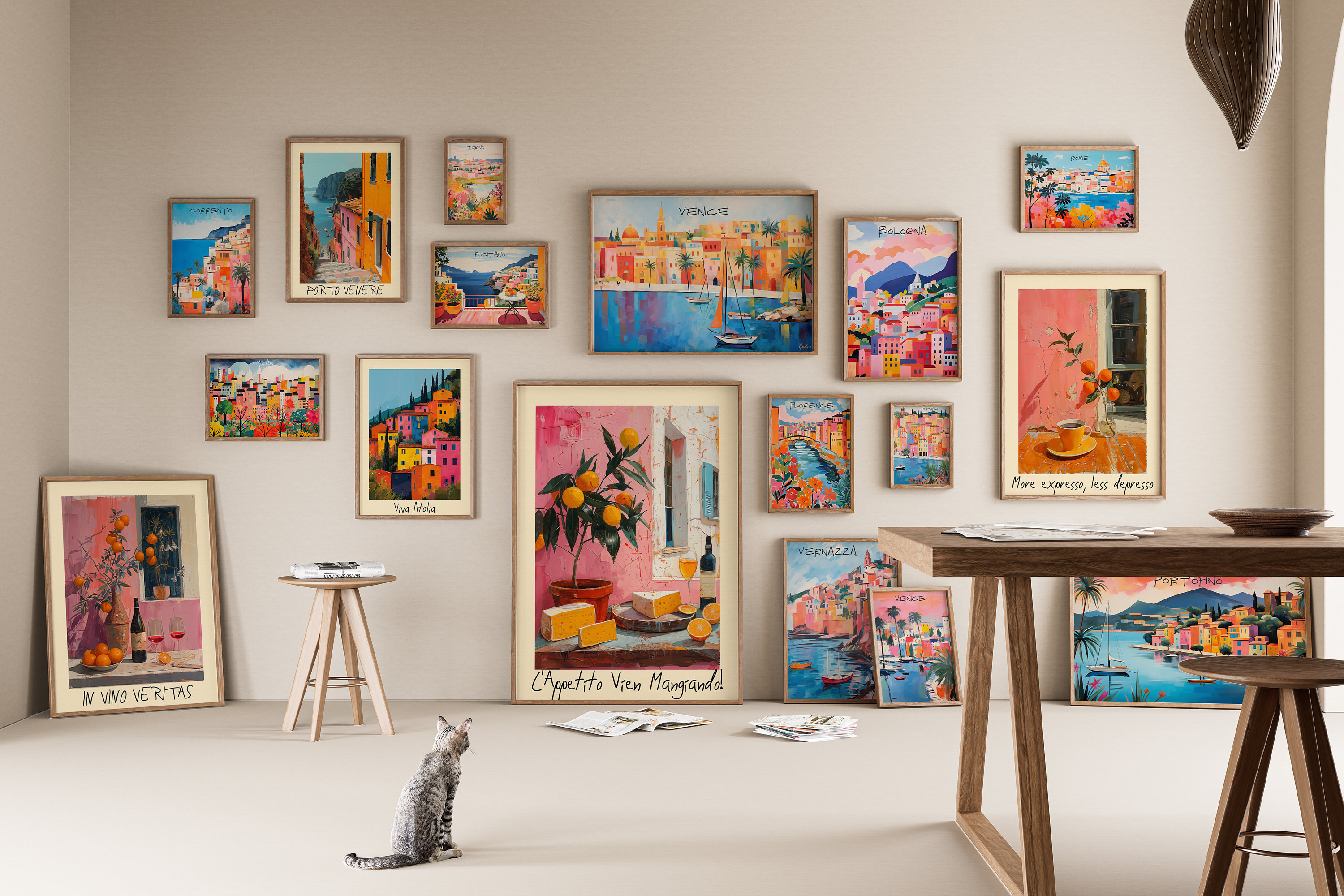 Set of 40 Italian Travel Posters Wall Art Italy Paintings Original ...
