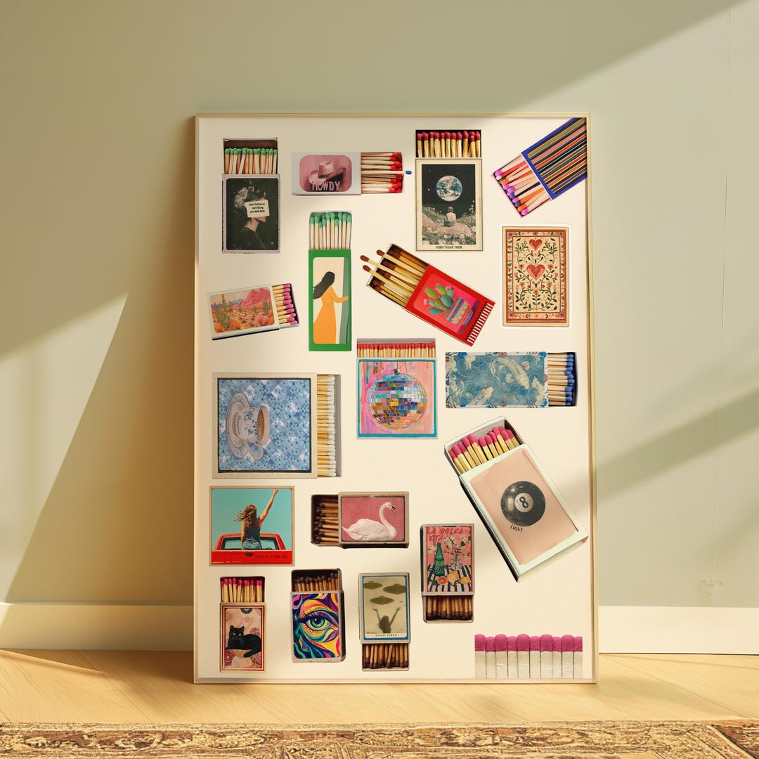 Vintage Matchbox Print Wall Art Retro Poster Printable Trendy Wall ...