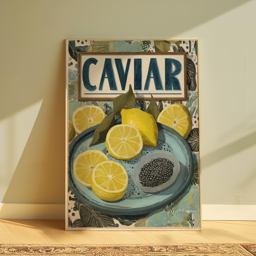 Vintage Caviar Kitchen Wall Art Retro Food Poster Dining Room Painting ...