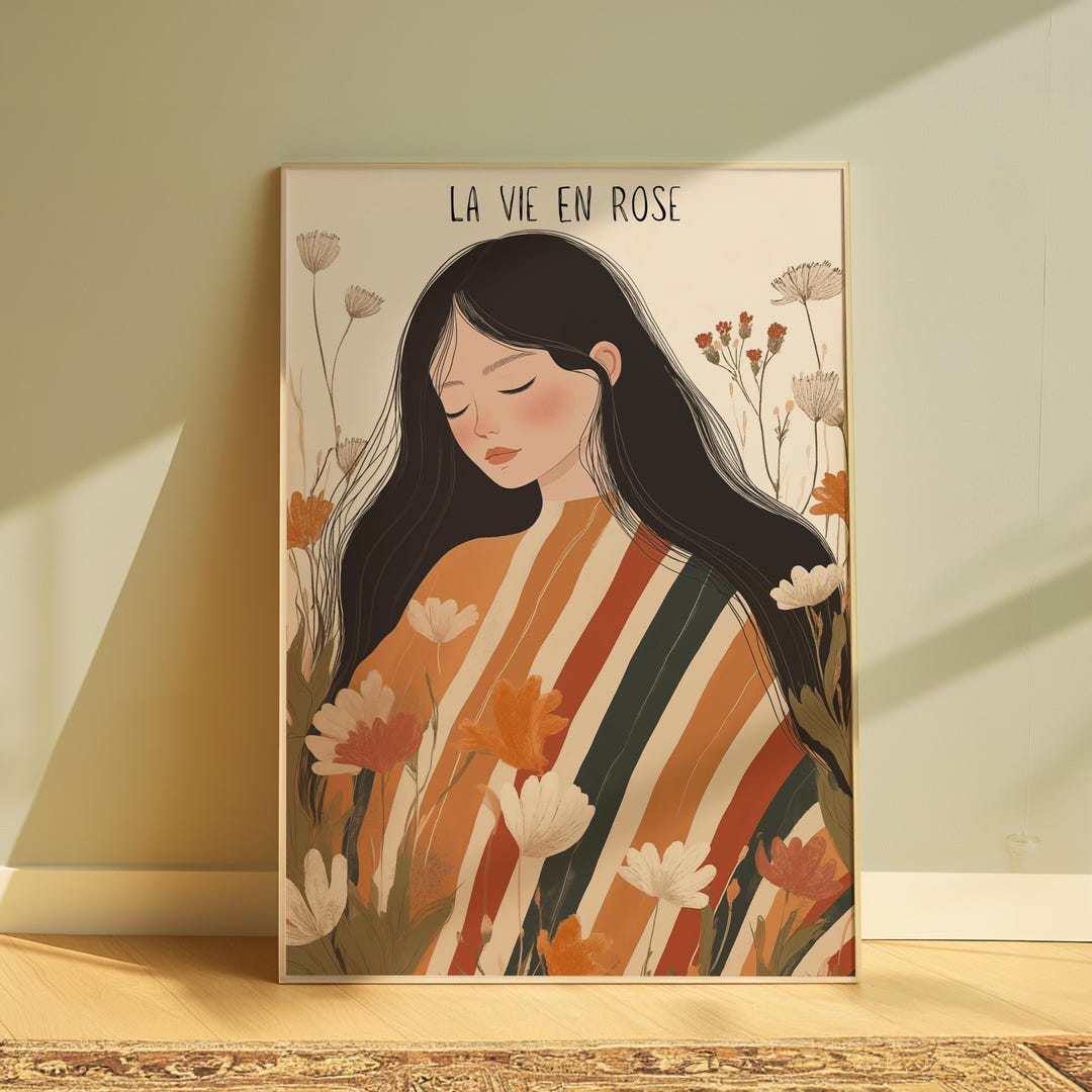 La Vie En Rose Print Feminine Wall Art Botanical Painting French Quote ...