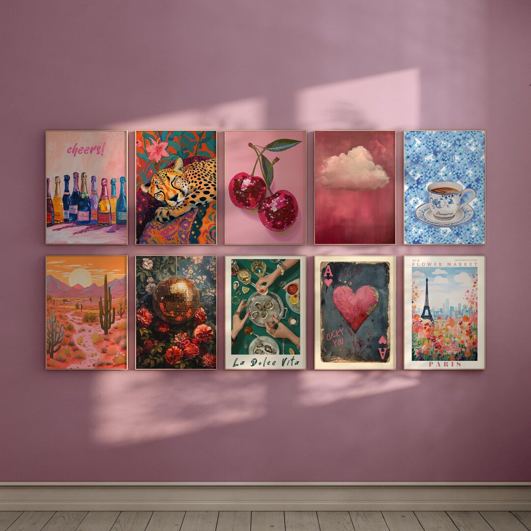 Trendy Wall Decor Set of 10 Girly Wall Art Maximalist Prints Desert ...