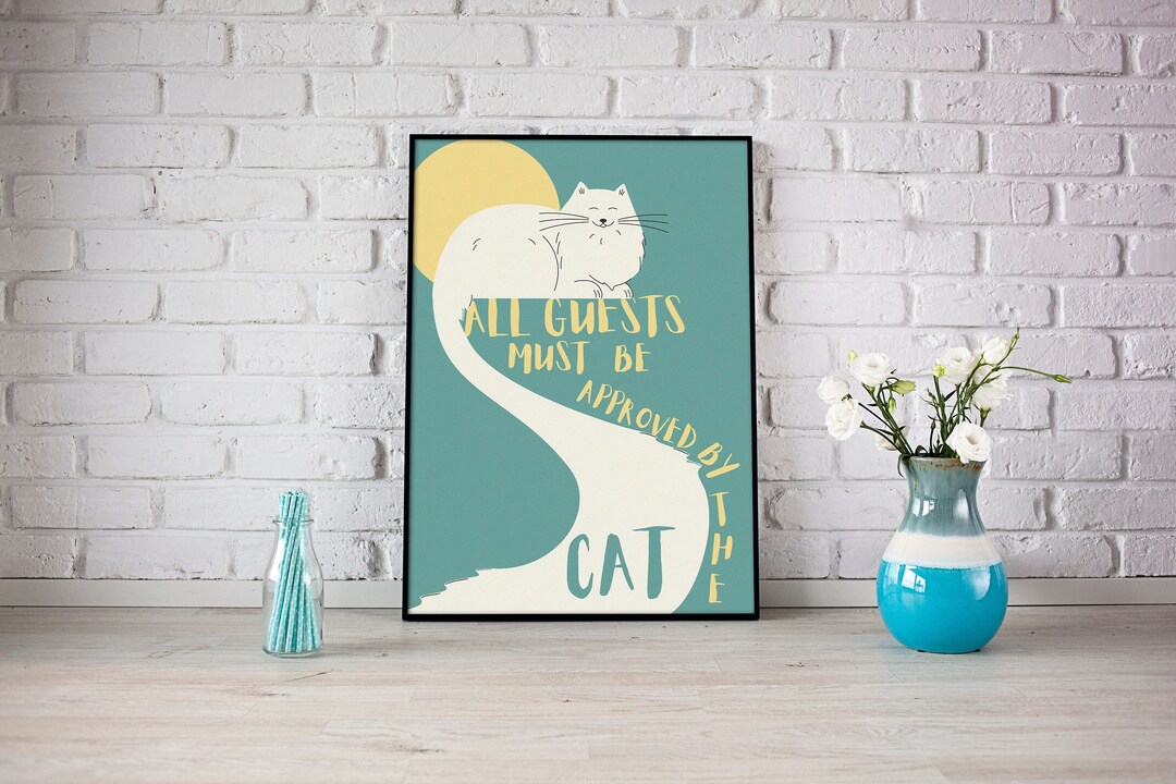 Funny Cat Poster Minimalist, Kitten Wall Art, Cat Owner Gift Idea ...