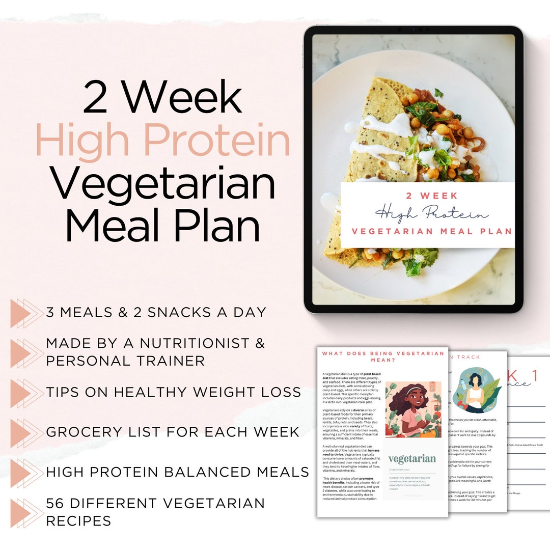 2 Week High Protein Vegetarian Meal Plan - Etsy
