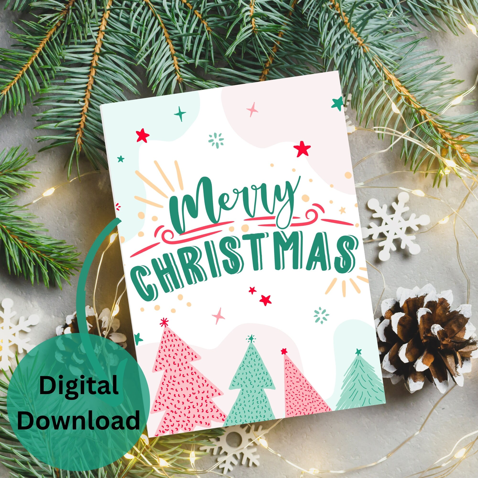 Merry Christmas Digital Canvas | Holly Jolly Vibes Digital Canvas - Etsy
