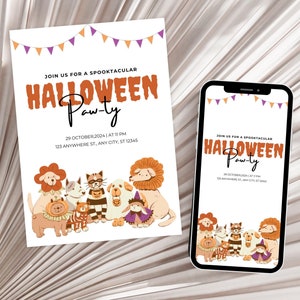 Editable Dog Halloween Party Invitation, Halloween Party Invite, Dog ...