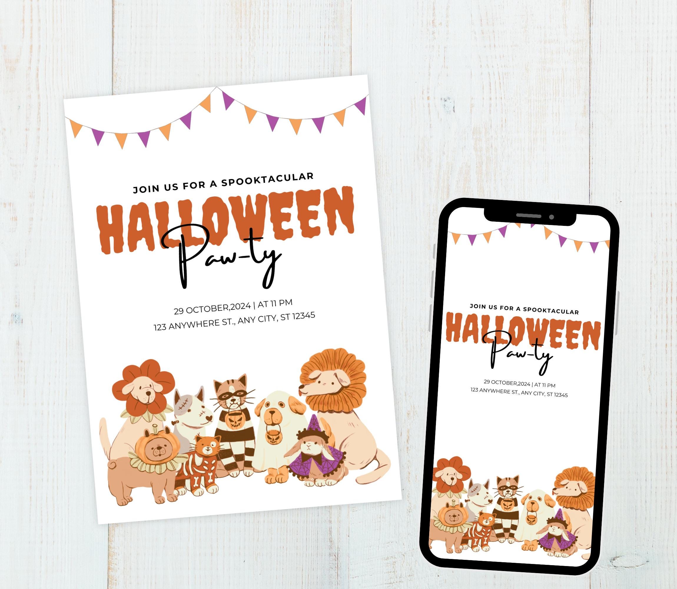 Editable Dog Halloween Party Invitation, Halloween Party Invite, Dog ...