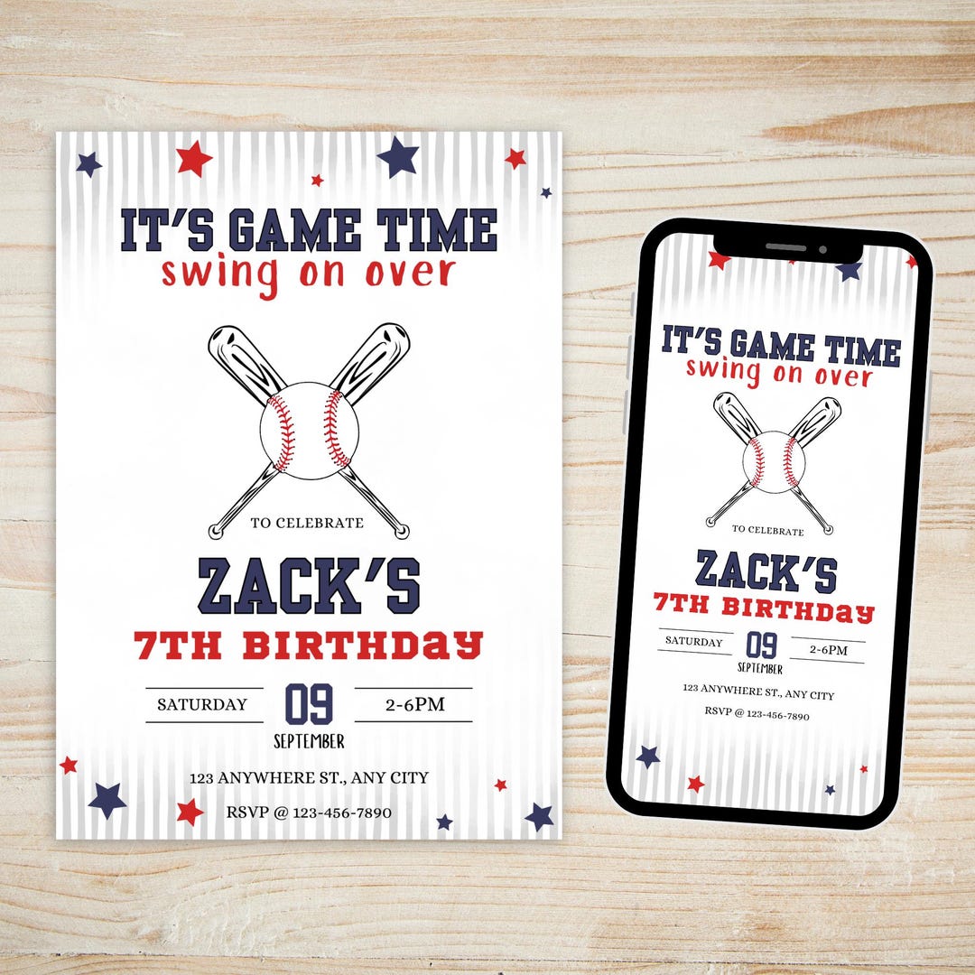 Editable Baseball Birthday Party Invitation, Baseball Invitation ...