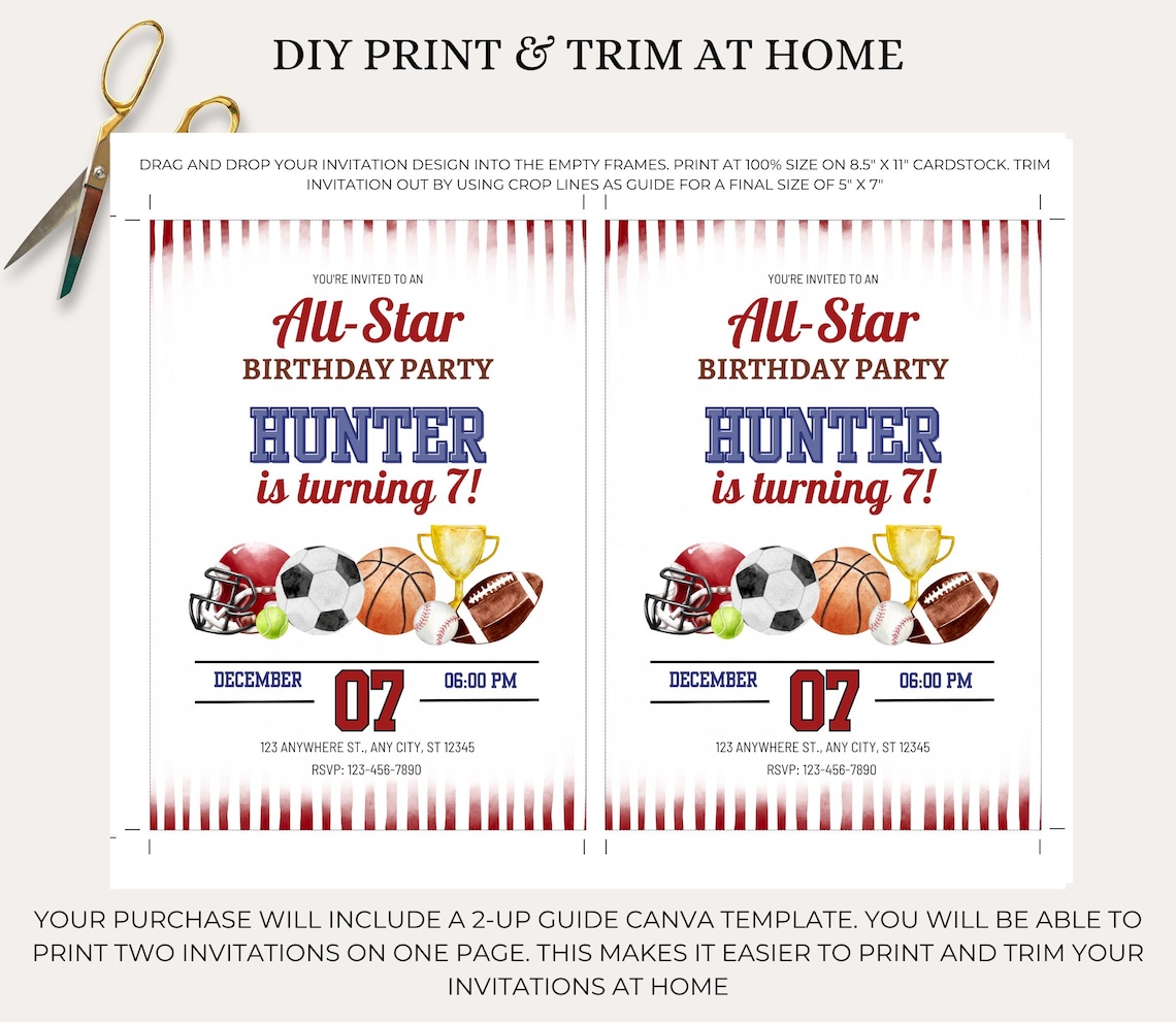 Editable All Star Birthday Party Invitation, All Star Invitation, All ...