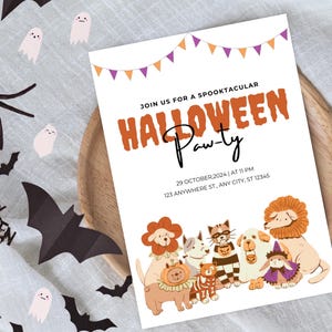 Editable Dog Halloween Party Invitation, Halloween Party Invite, Dog ...