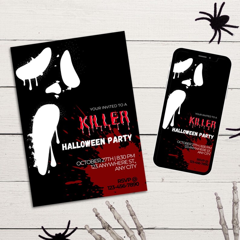 Killer Horror Party Invitation | Printable Editable Scary Movie Party ...