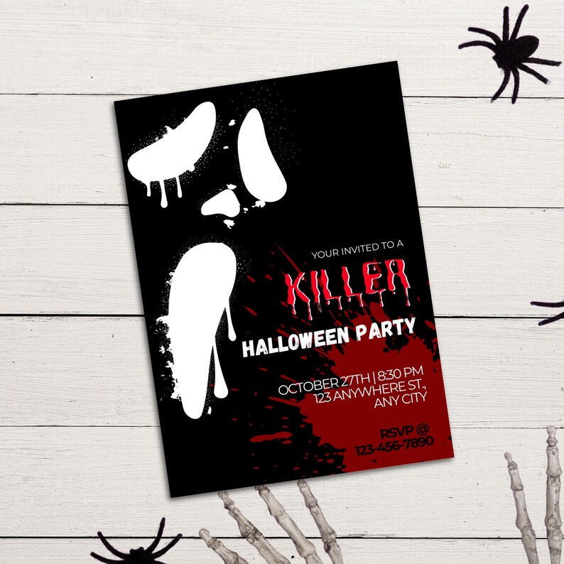 Killer Horror Party Invitation | Printable Editable Scary Movie Party ...