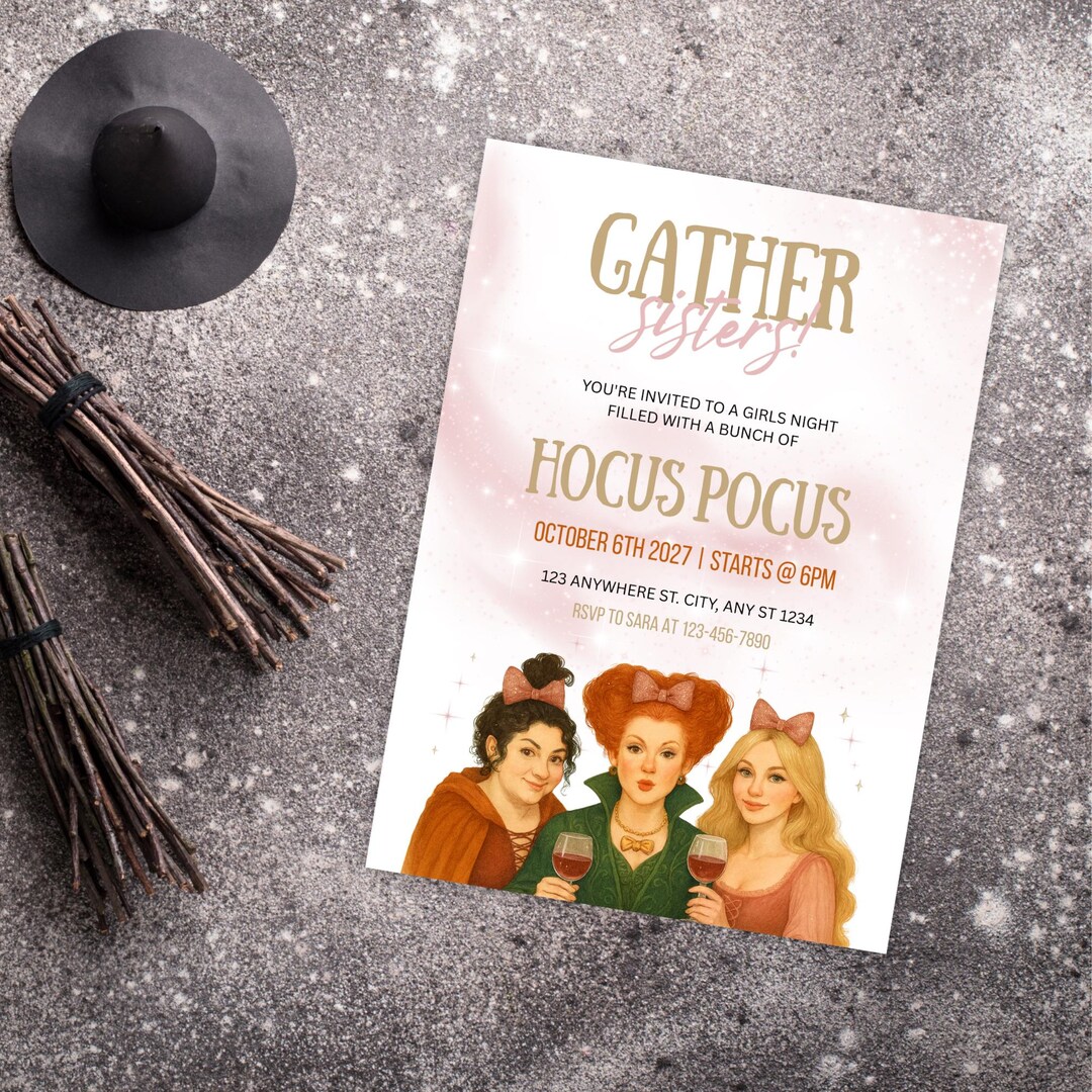 Witch Girls Night Invitation | Witch Halloween Party Invite | Girls ...