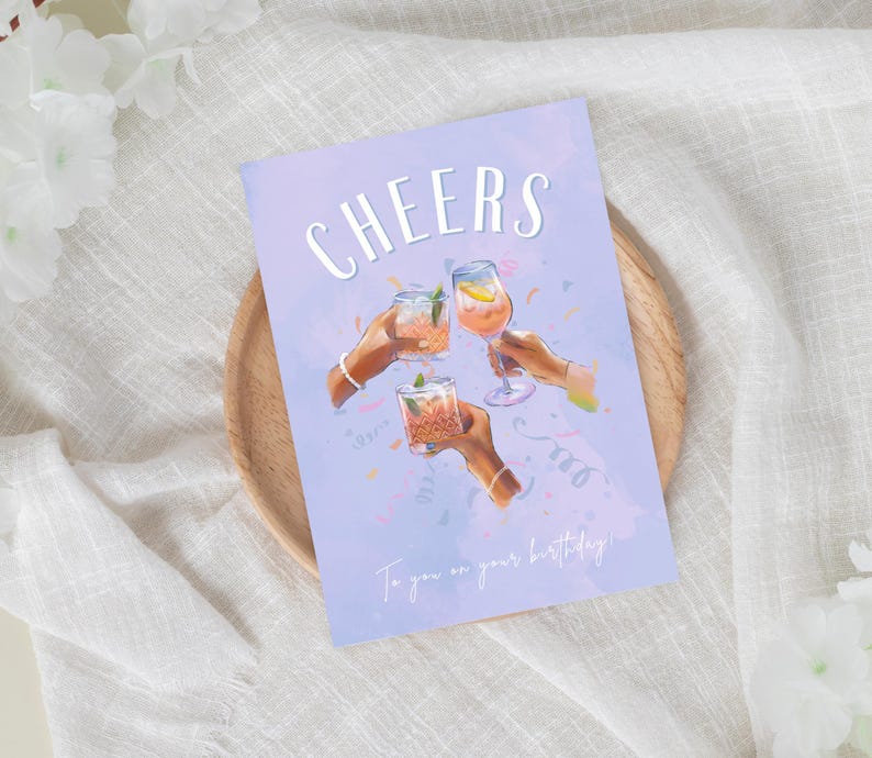 Printable Birthday Card, Cheers Birthday Card, 21st Bday, Card for Her ...