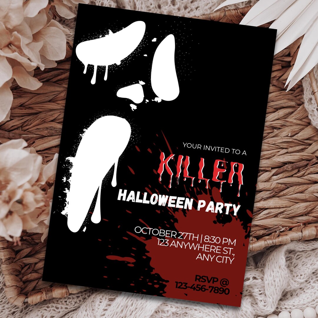 Horror Birthday Invitation, Slasher Movie Themed Printable, Editable ...