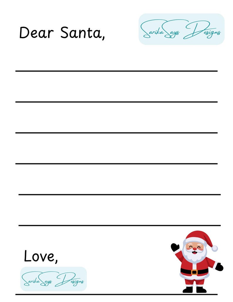 Printable Letter to Santa | Kids Christmas Activity | Santa Wish List ...