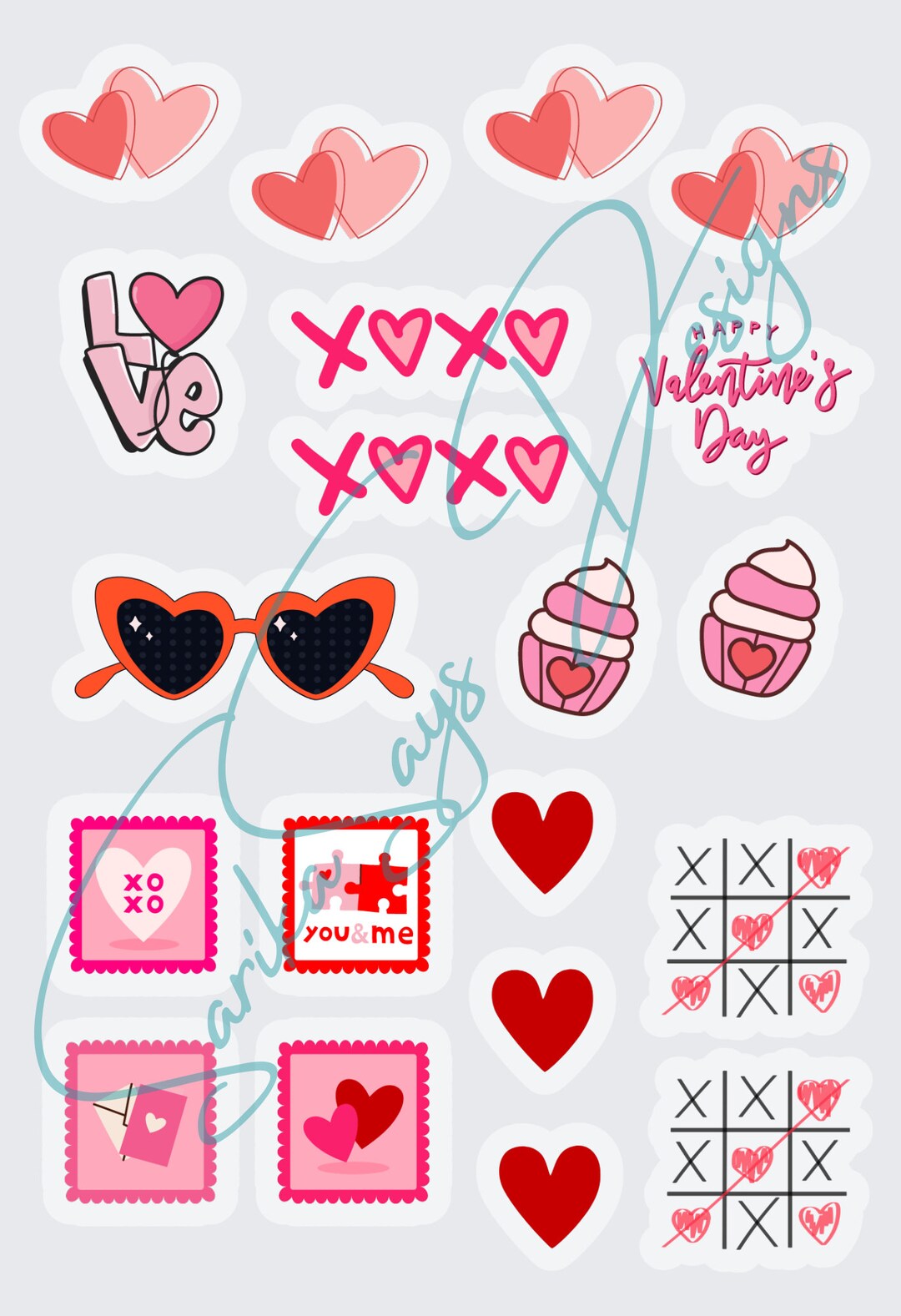 Adorable Valentine's Sticker Sheets - Set of 2 | Express Your Love With ...