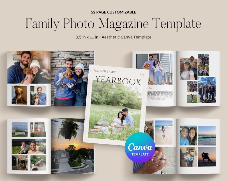 Family Photo Album Canva Template: 52-page Magazine Design (digital ...
