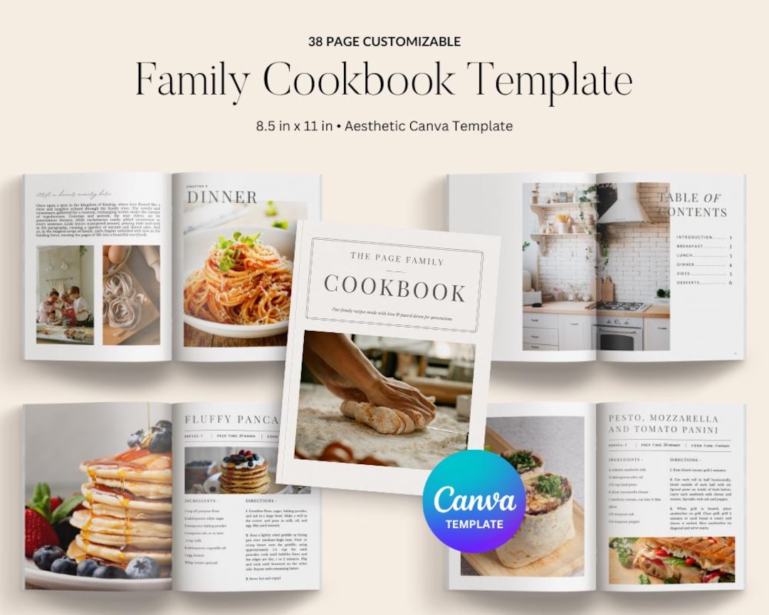 Family Cookbook Canva Template: 38-page Recipe Book (digital Download ...