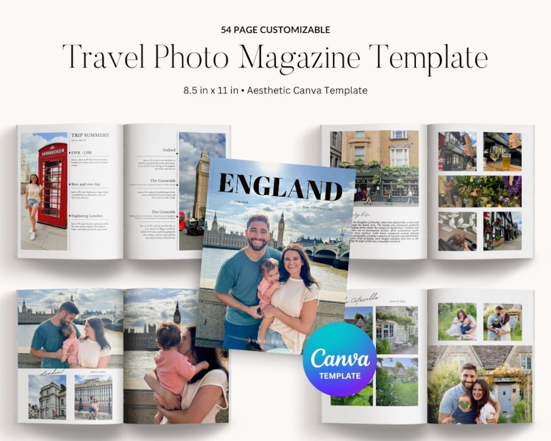 Travel Photo Album Canva Template: 54-page Family Vacation Design ...